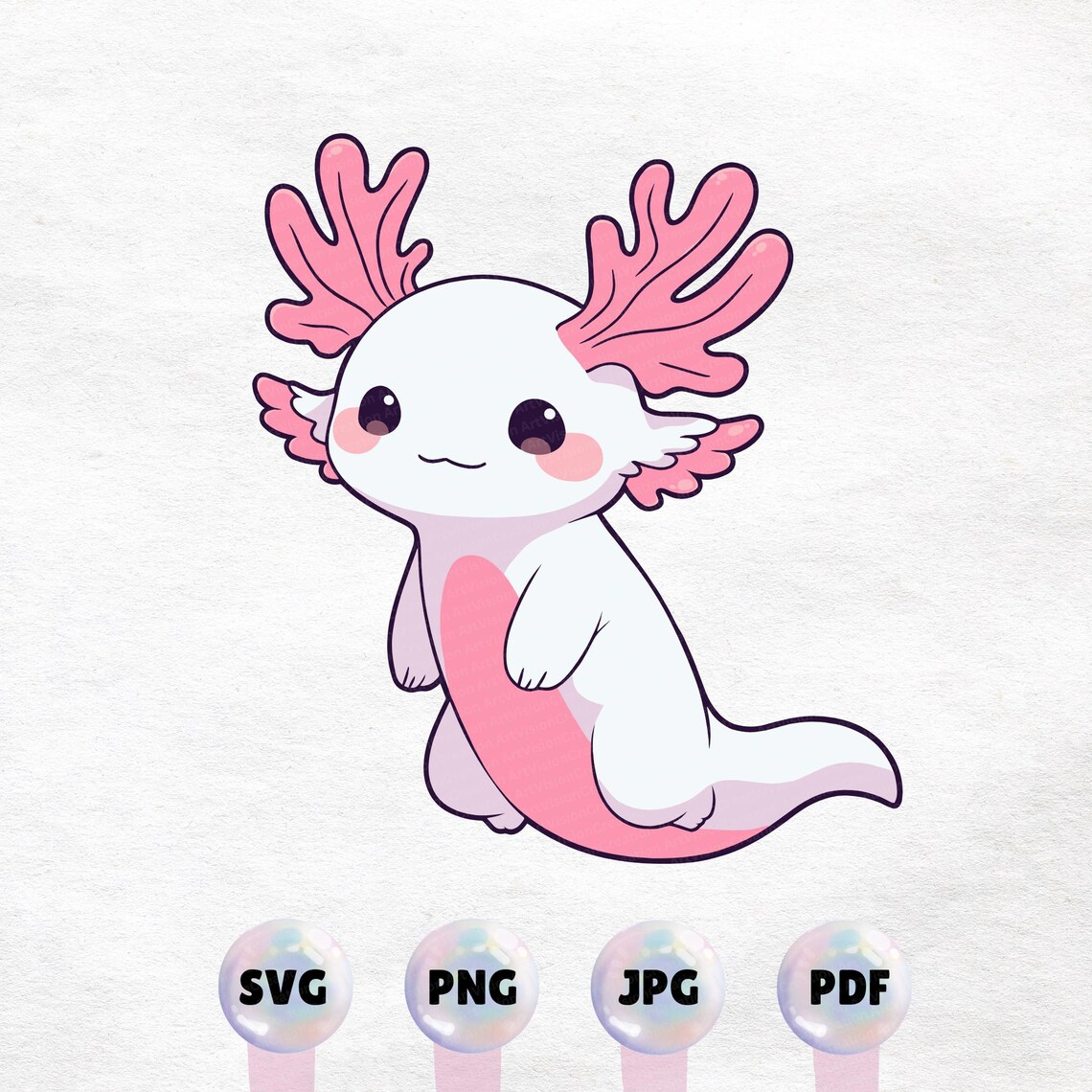 Kawaii Axolotl Clipart - High Quality Instant Download PNG, SVG ...