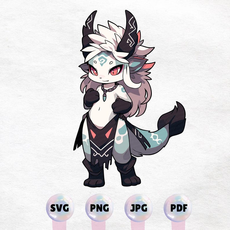 Kawaii Dragon Fursona Clipart - Fantasy Illustration, Instant Download ...