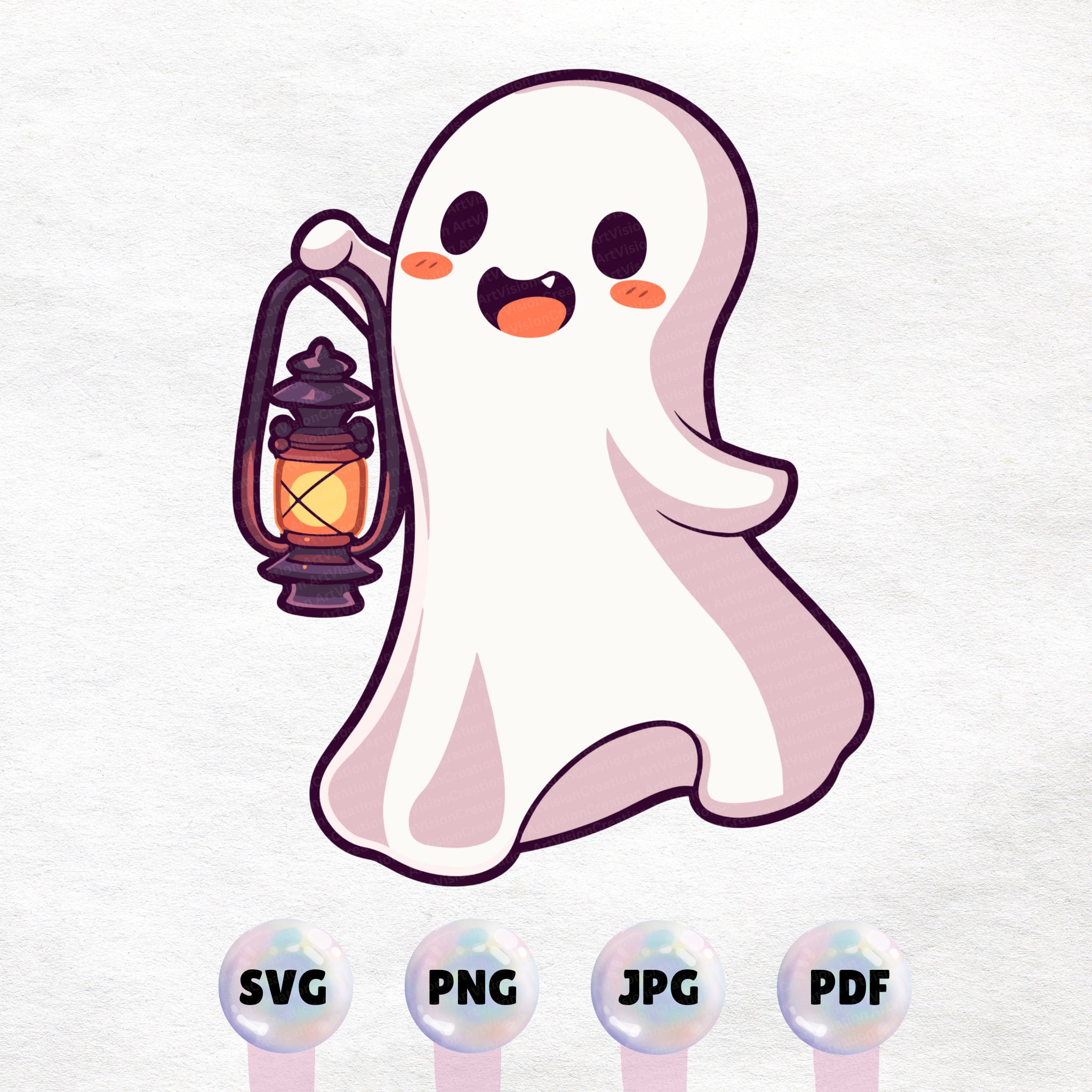 Kawaii Ghost Printable Sticker PNG, SVG, Cute Clipart Vector - Graphic ...
