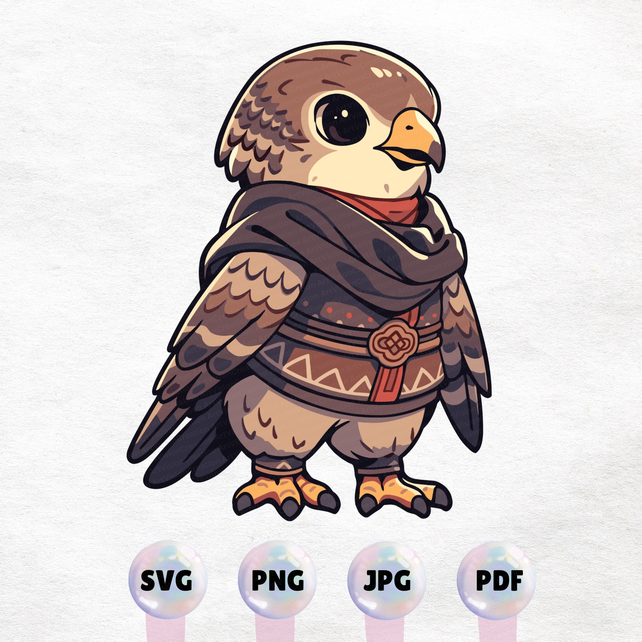 Medieval Falcon Printable Sticker PNG, SVG, Cute Animal Clipart ...