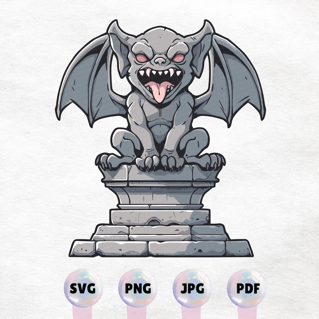 Scary Gargoyle Printable Sticker PNG, SVG, Cute Mythical Fantasy ...