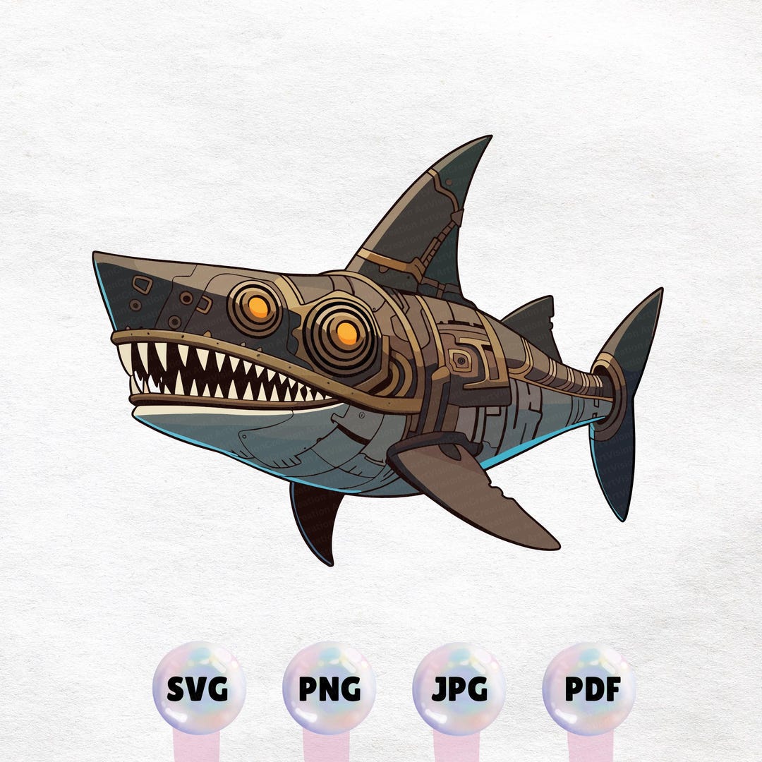 Steampunk Shark Clipart - High Quality Instant Download PNG, SVG ...