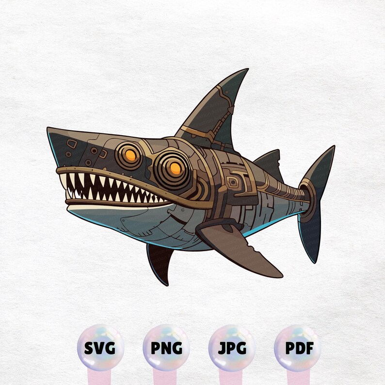 Steampunk Shark Clipart - High Quality Instant Download PNG, SVG ...