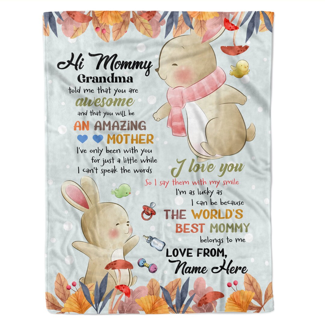 Personalized Hi Mommy Funny Bunny Custom Name Fleece Sherpa - Etsy