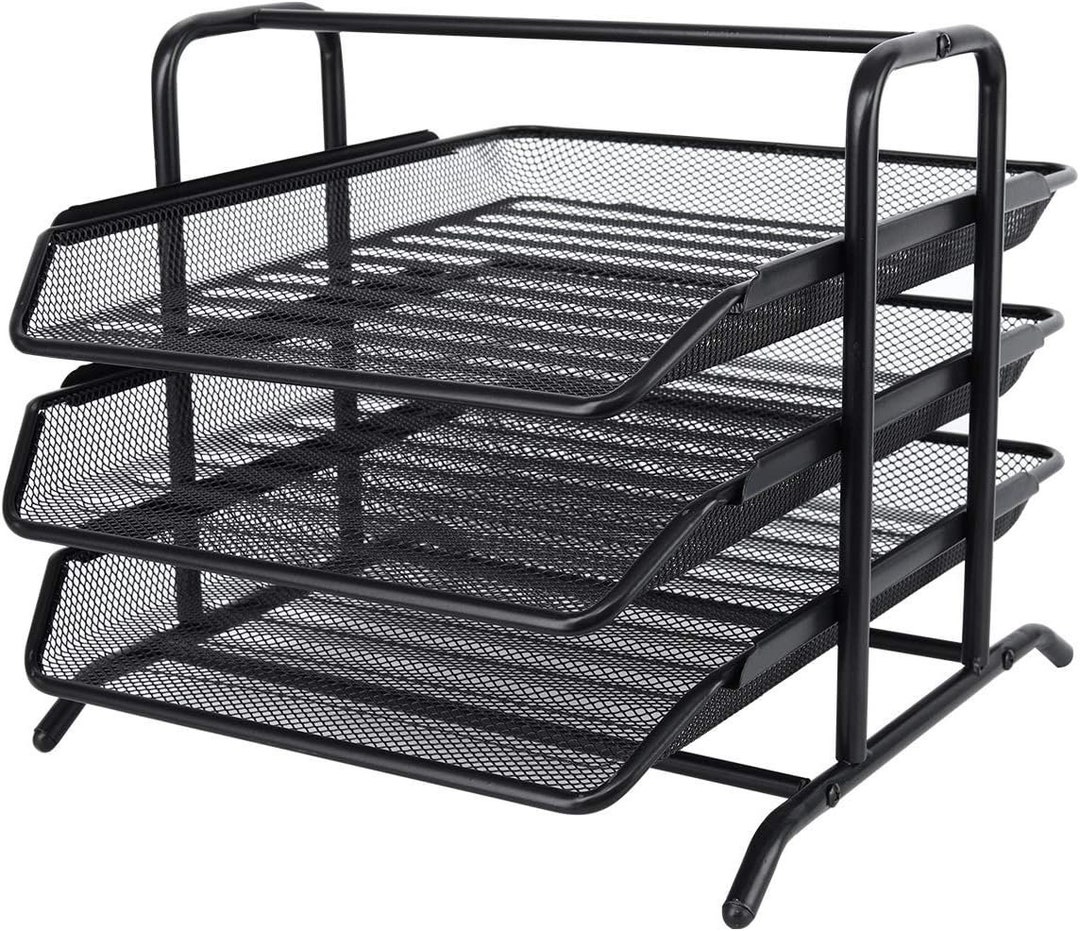 3 Tier A4 Mesh in Tray Office Desk Tidy File Holder Document Storage ...
