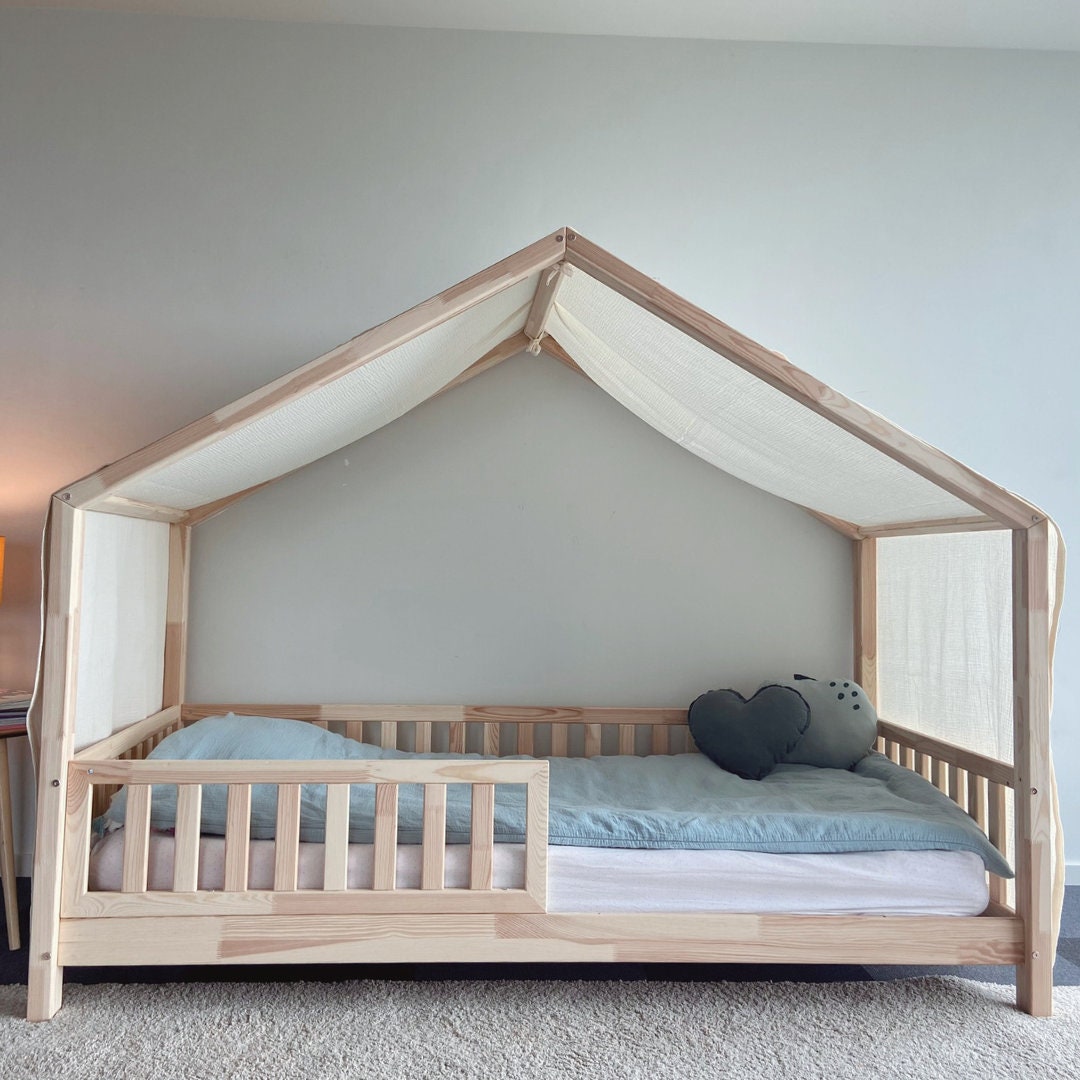 Ciel de lit cabane Ecru / Voile lit cabane / Toile lit cabane pour TOUS ...