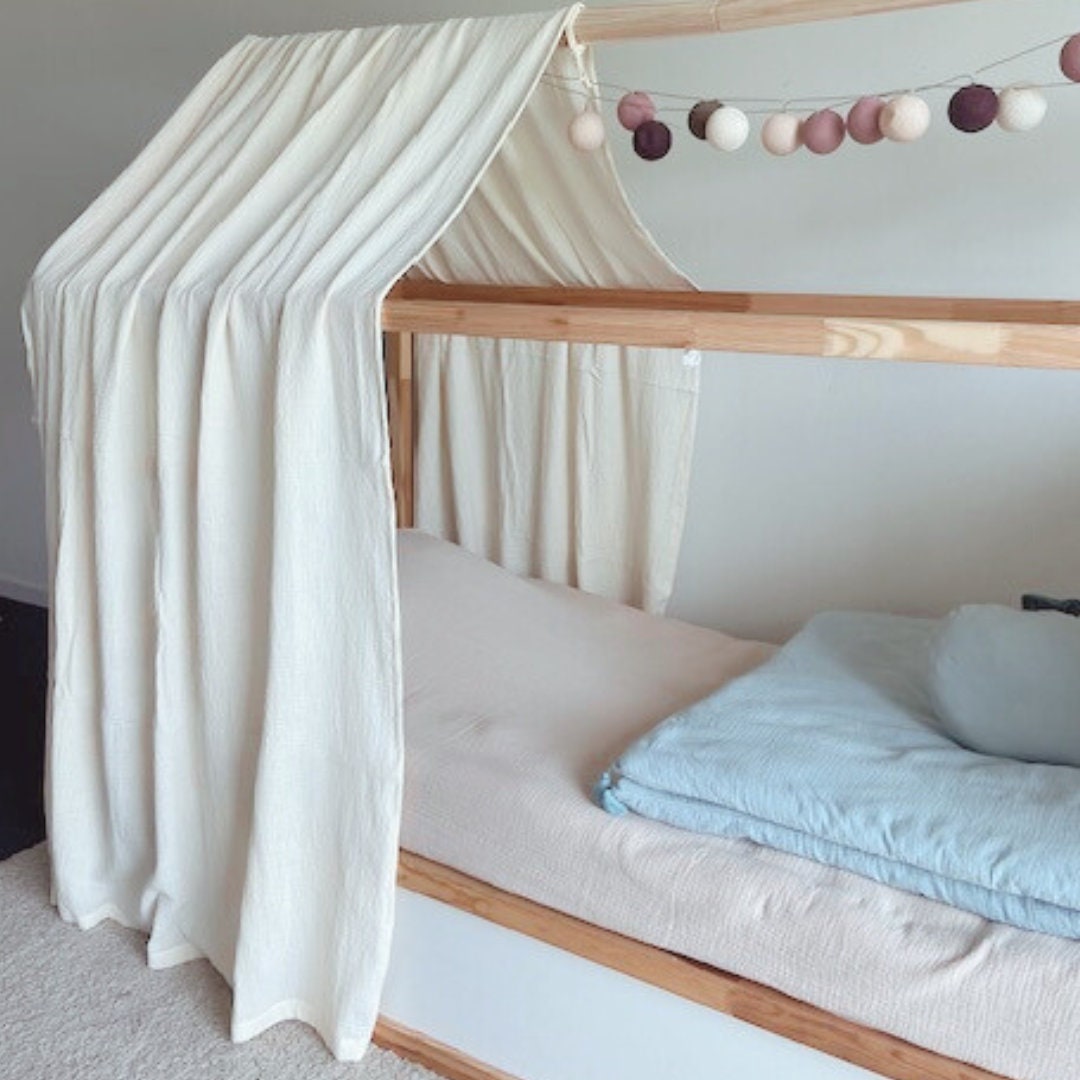 Ciel de lit cabane Ecru / Voile lit cabane / Toile lit cabane pour TOUS ...