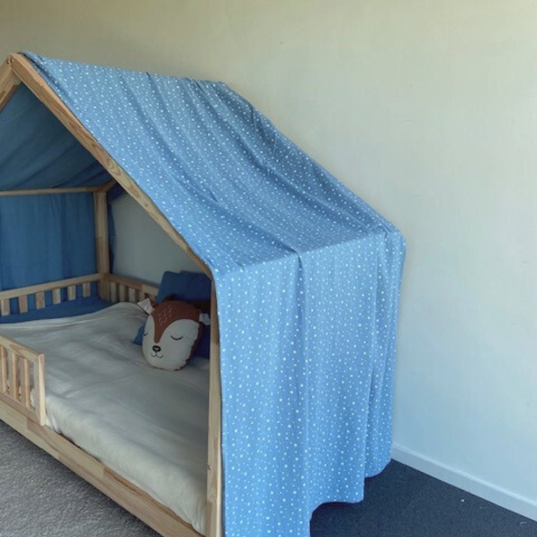 Canopy Bed Hut Blue Star Pattern / Cabin Bed / Canopy Bed / - Etsy