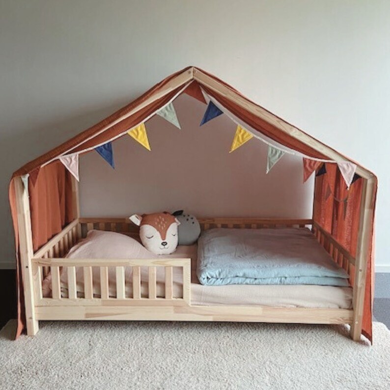 Ciel de lit cabane Terracotta / Voile lit cabane / Toile lit - Etsy France