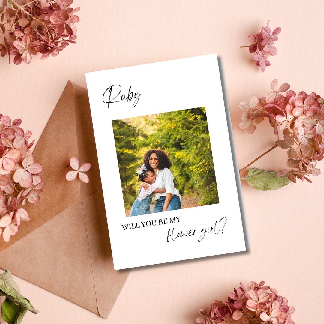 Flower Girl Proposal Card Template 4x6 | Bridal Proposal Card ...