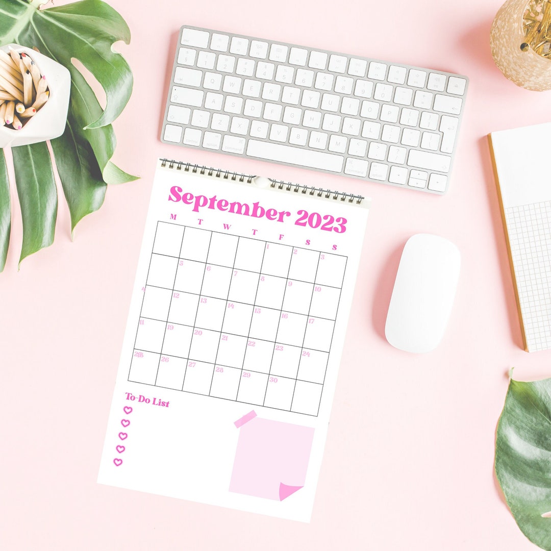 Pink Academic Calendar September-september | 2023/24 Calendar ...