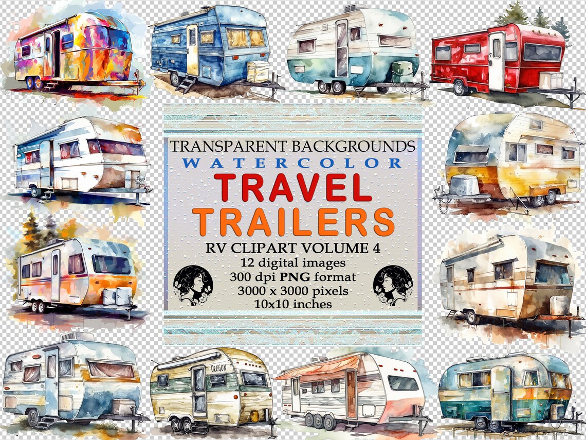 Watercolor Travel Trailers PNG Clipart - Transparent Backgrounds ...