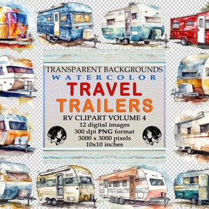 Watercolor Travel Trailers PNG Clipart Transparent Backgrounds, Artist ...