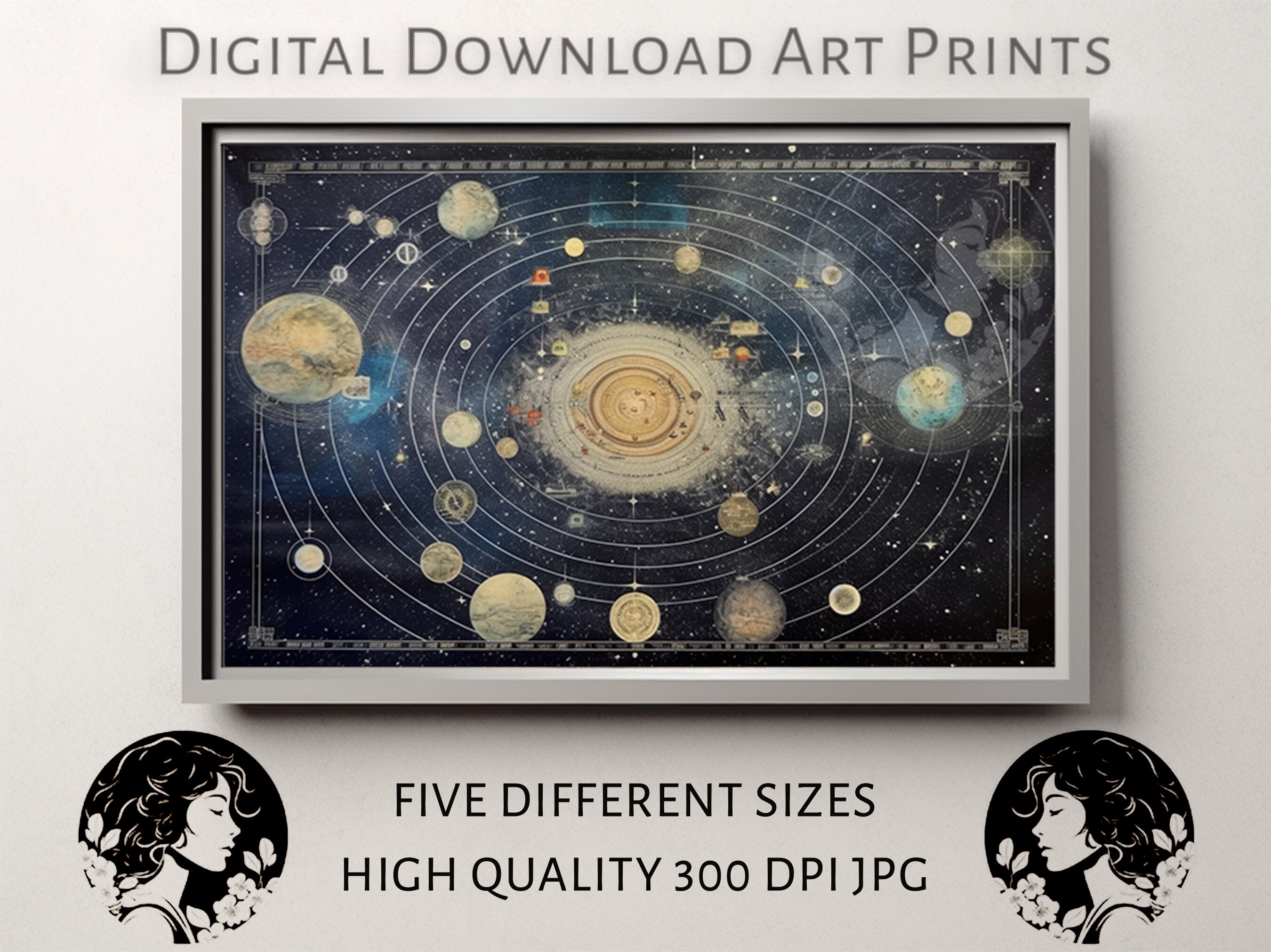 Alien Map Digital Art Print Extragalactic Planetary System Cartography ...