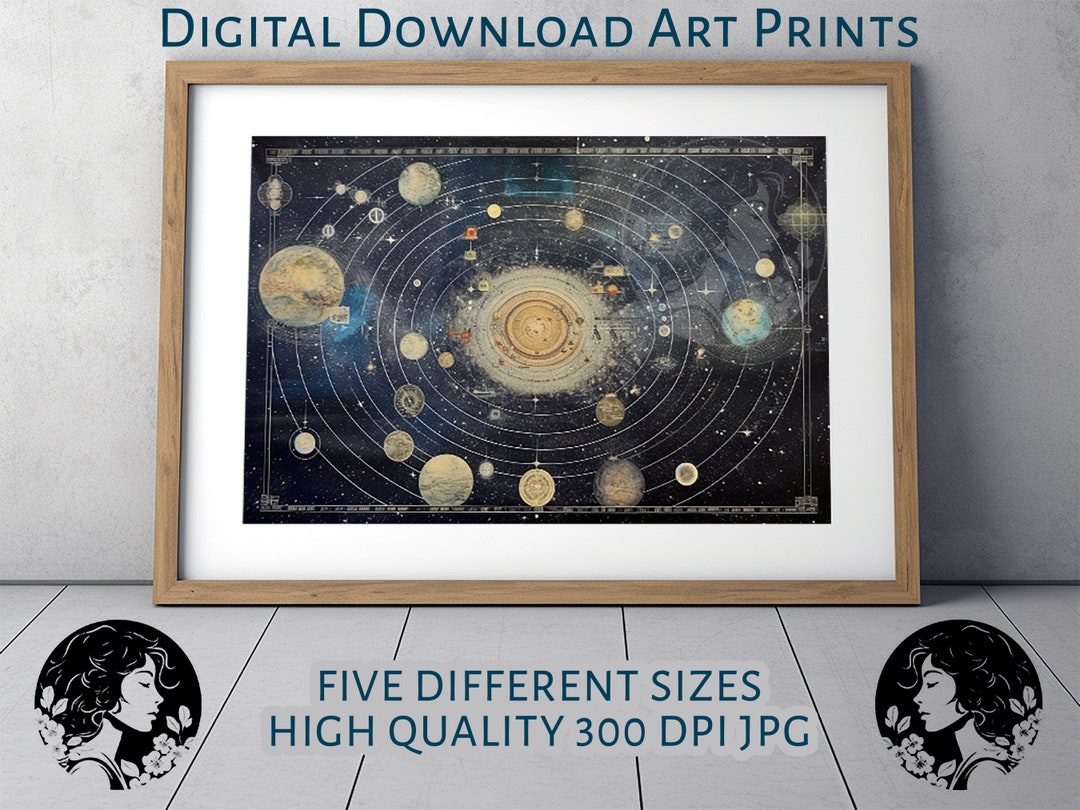 Alien Map Digital Art Print Extragalactic Planetary System Cartography ...