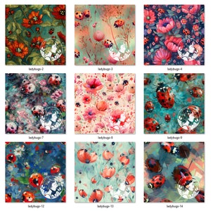 Ladybug Digital Paper Seamless Patterns of Red Ladybugs - Etsy