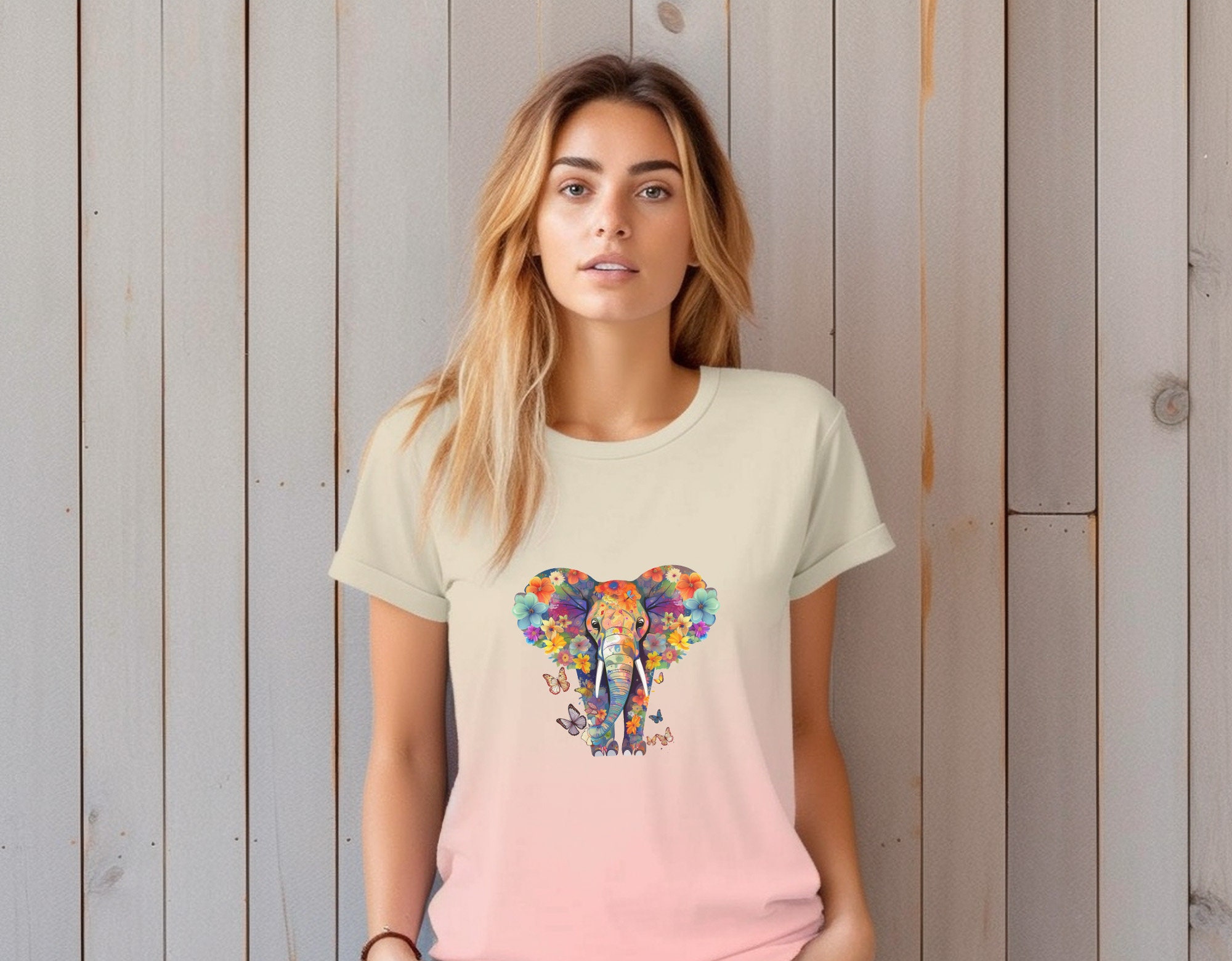 Butterfly Elephants PNG Sublimation Design, Whimsical Pastel Cartoon ...