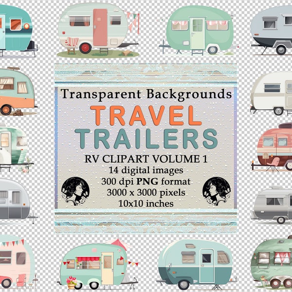 Retro Camper Clipart - Etsy