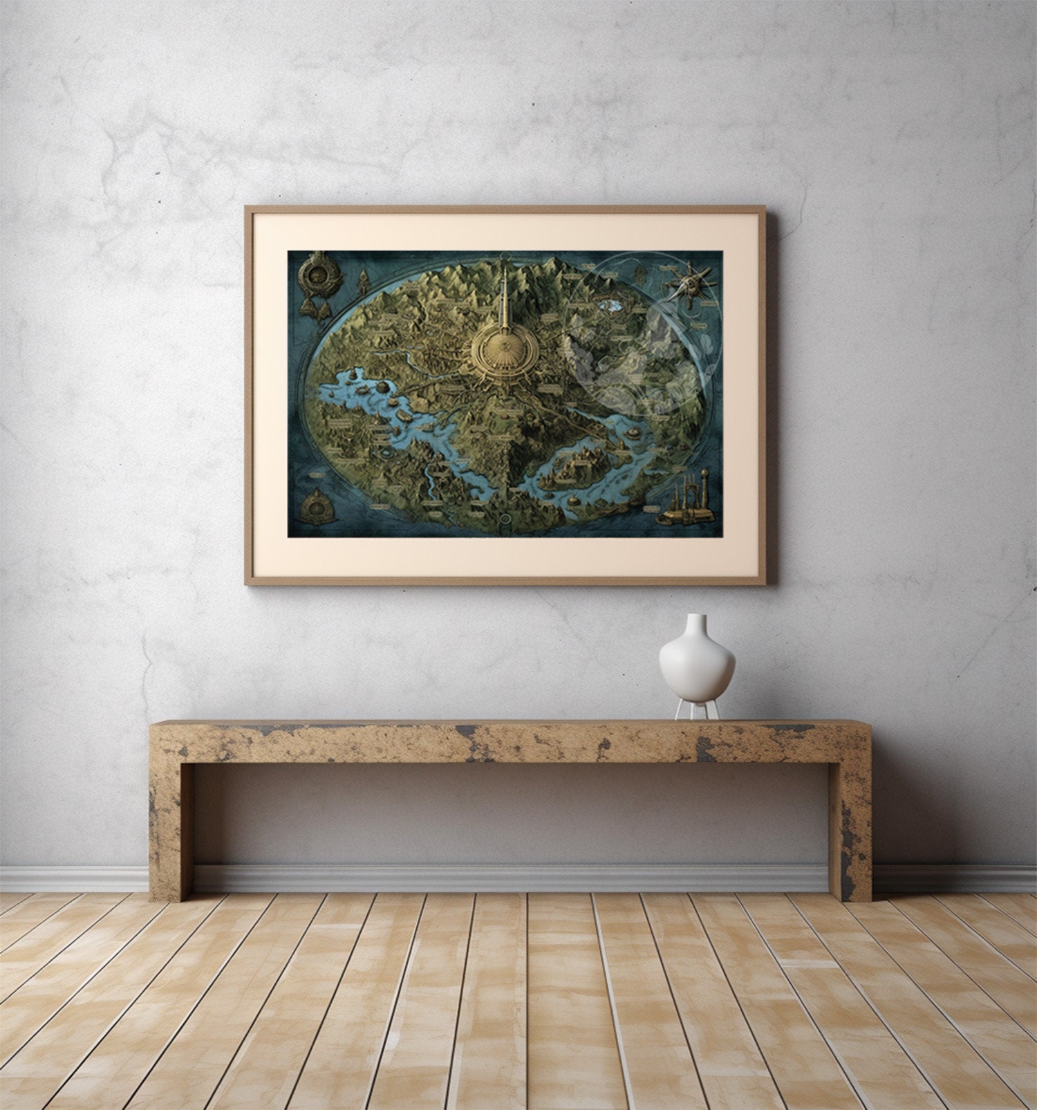 Alien Ancient City Map Digital Art Print Detailed Rendering of Exotic ...