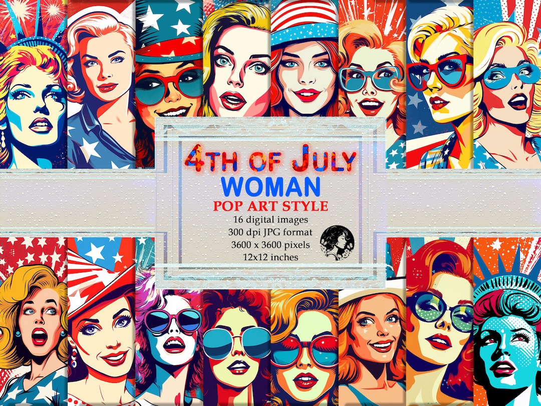 4th of July Pop Art Woman: Patriotic Digital Images (digital Download ...