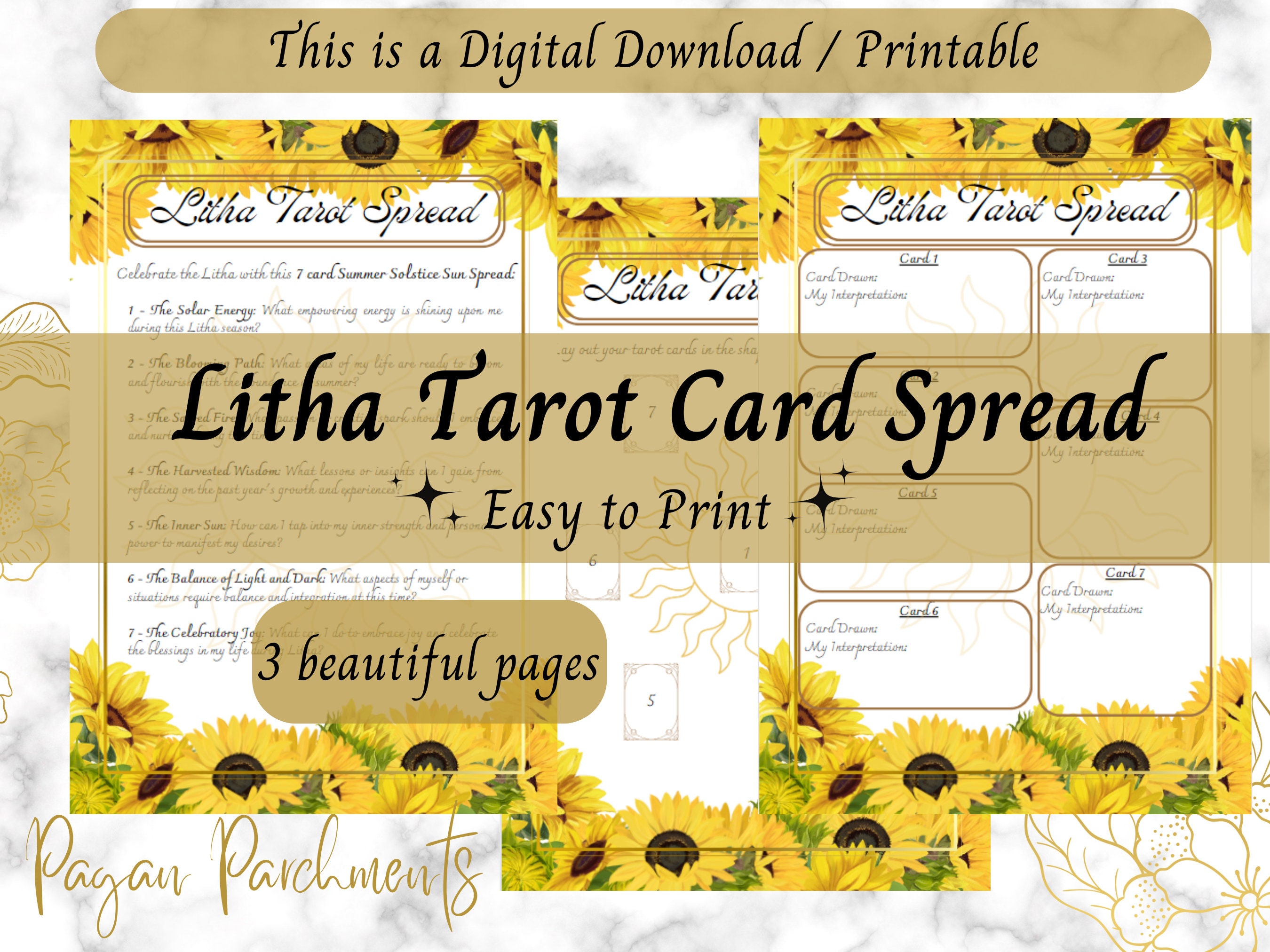 Litha Tarot Card Spread Printable Celebrate Summer Solstice - Etsy