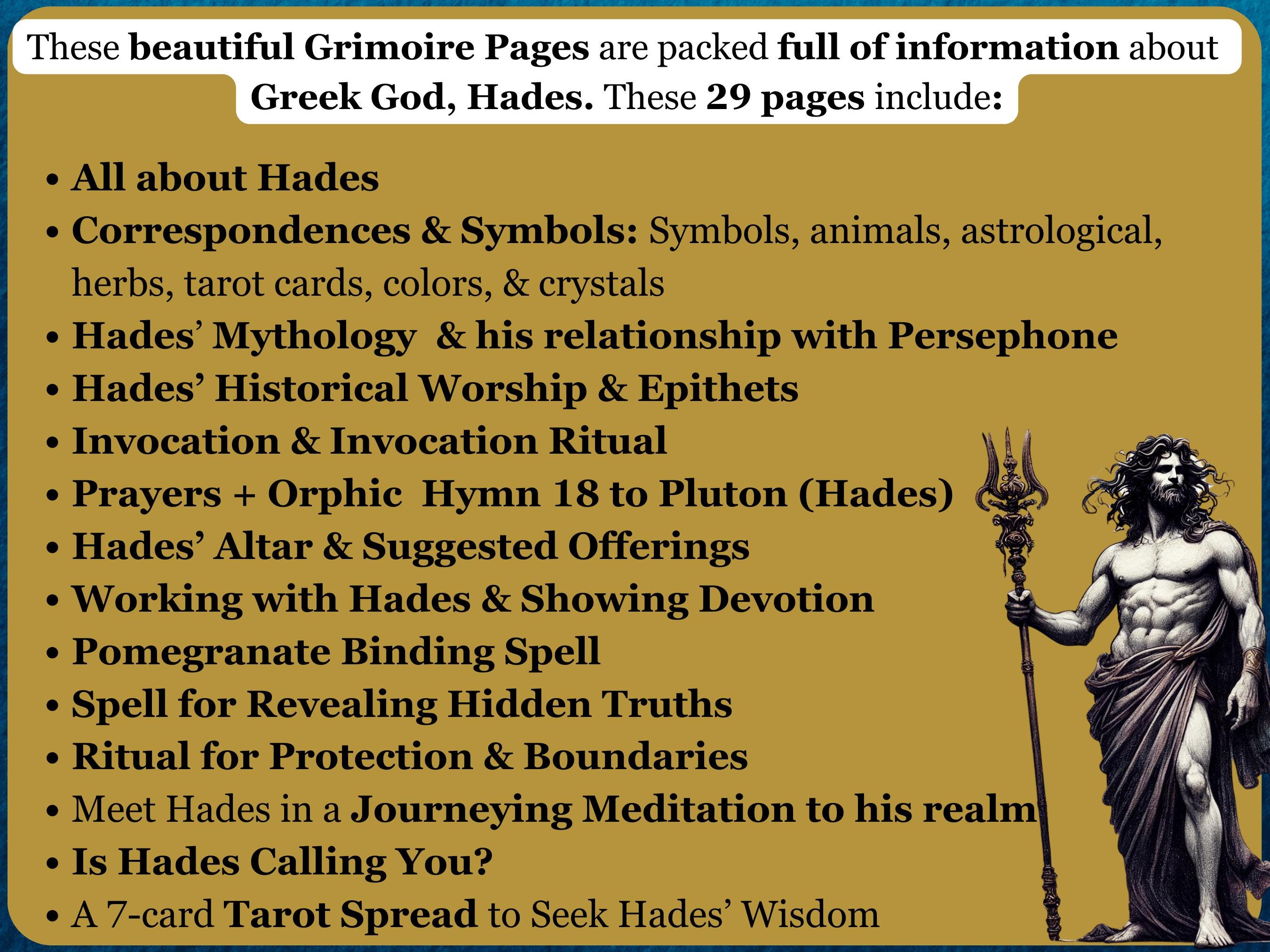 Hades Grimoire Printable: Greek God of the Underworld Book of Shadows ...