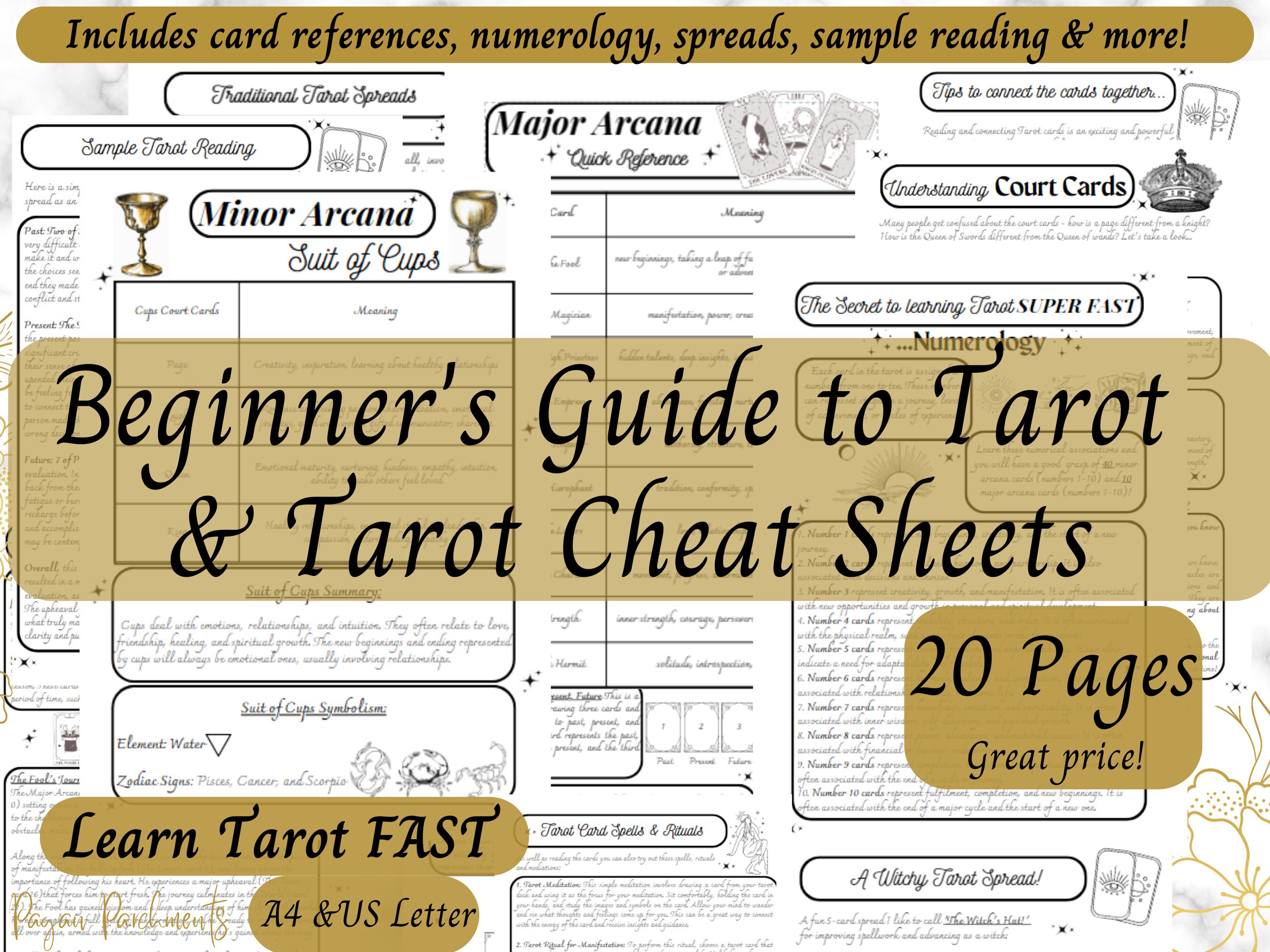 Tarot Card Cheat Sheets Beginner Tarot Card Complete Guide - Etsy UK