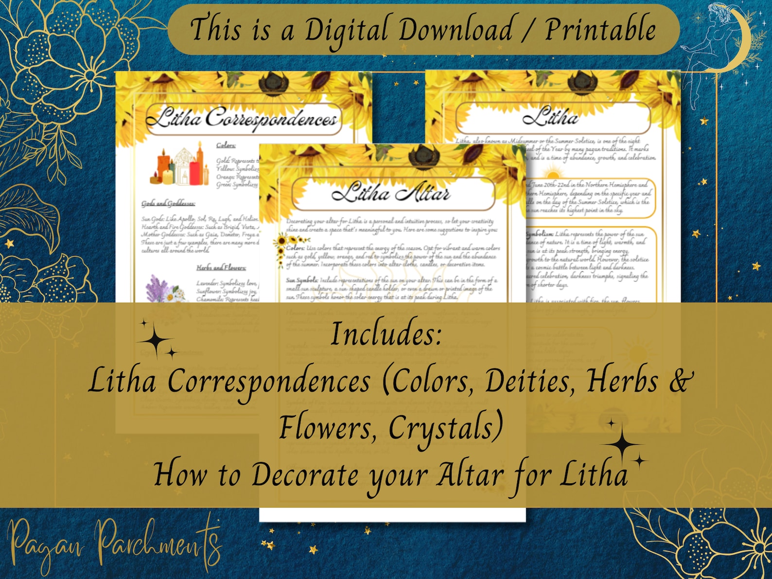 Litha Grimoire Printable Litha Rituals How to Celebrate - Etsy