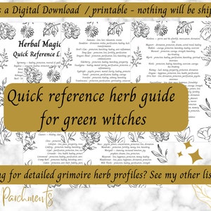 160 Herbs Herbal Magic Quick Reference Guide: Grimoire Pages (digital ...