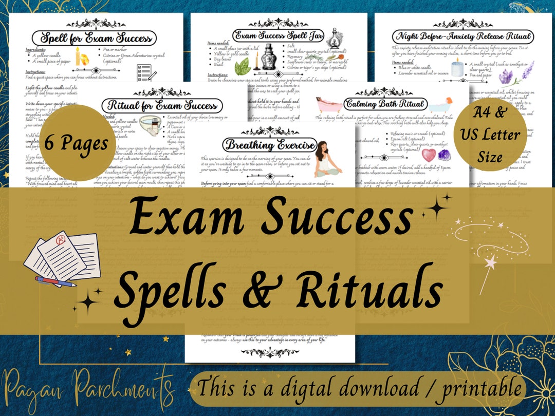 Exam Success Spells & Rituals, Printable Grimoire Pages, Release ...