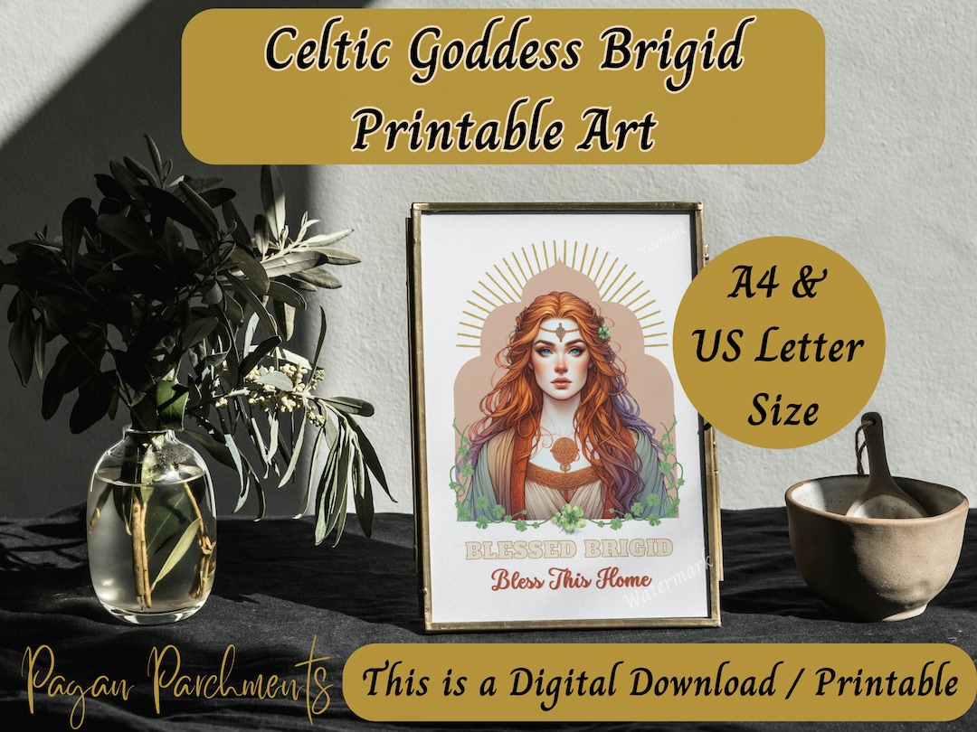 Goddess Brigid Printable Artwork, Celtic Pagan Poster, Witch Altar ...