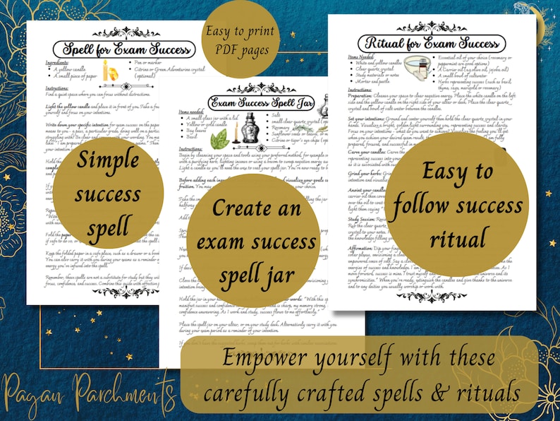 Exam Success Spells & Rituals, Printable Grimoire Pages, Release ...