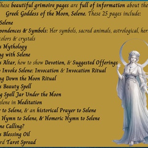 Selene Grimoire Printable Pages, Work With Greek Goddess of the Moon ...