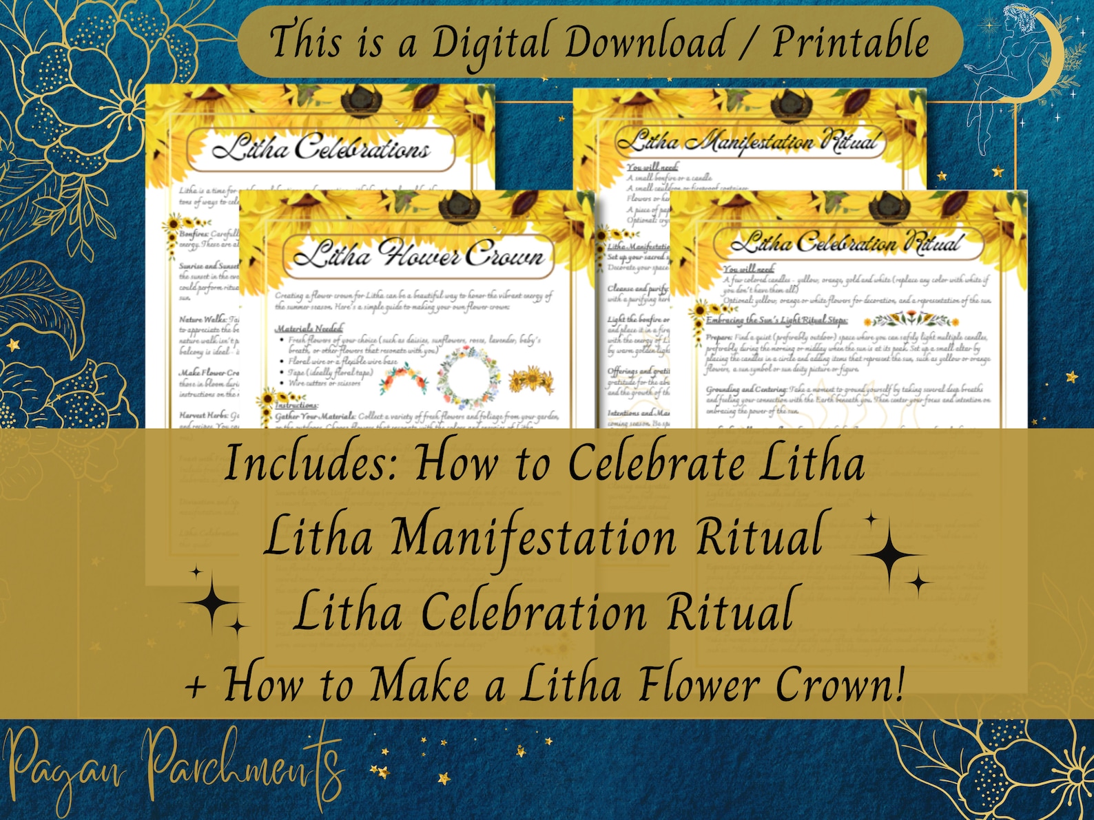 Litha Grimoire Printable Litha Rituals How to Celebrate - Etsy