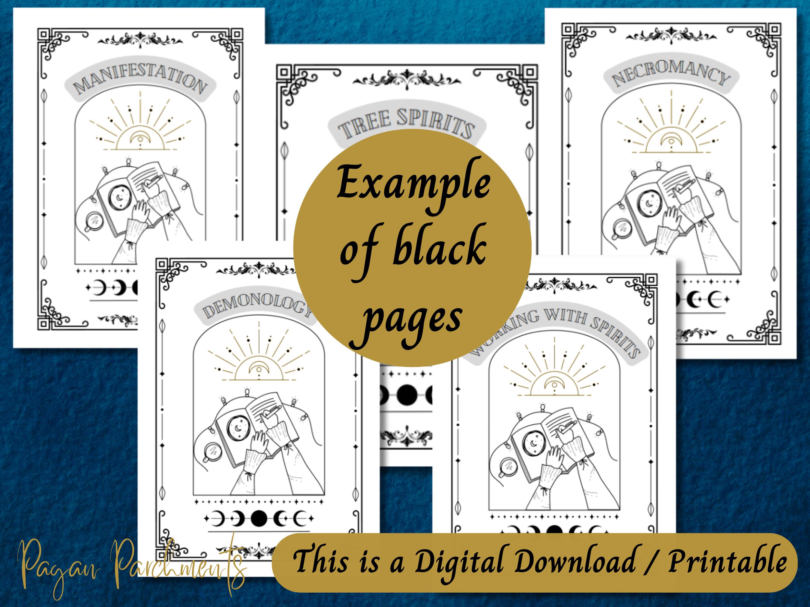 Printable Grimoire Page Section Dividers, Book of Shadows Insert Pages ...