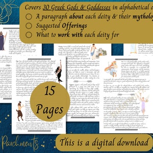 Greek Deities Grimoire Pages, Printable Quick Reference Guide to Greek ...