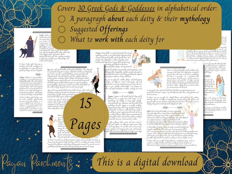 Greek Deities Grimoire Pages, Printable Quick Reference Guide to Greek ...