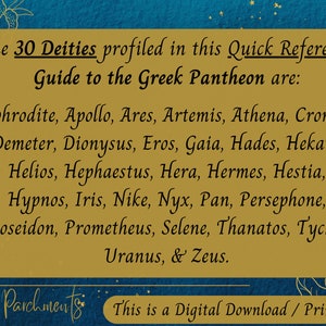 Greek Deities Grimoire Pages, Printable Quick Reference Guide to Greek Gods & Goddesses ...