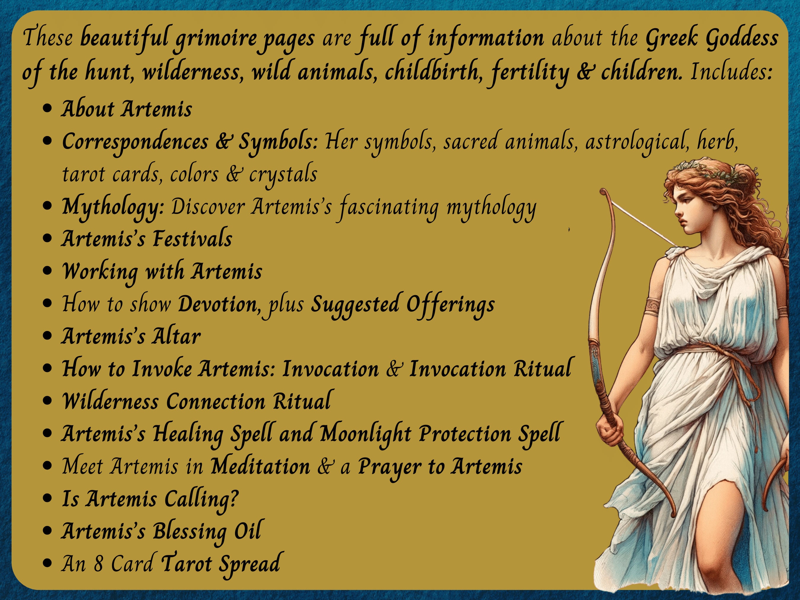 Artemis Grimoire Printable: Greek Goddess Book of Shadows (PDF) - Etsy ...