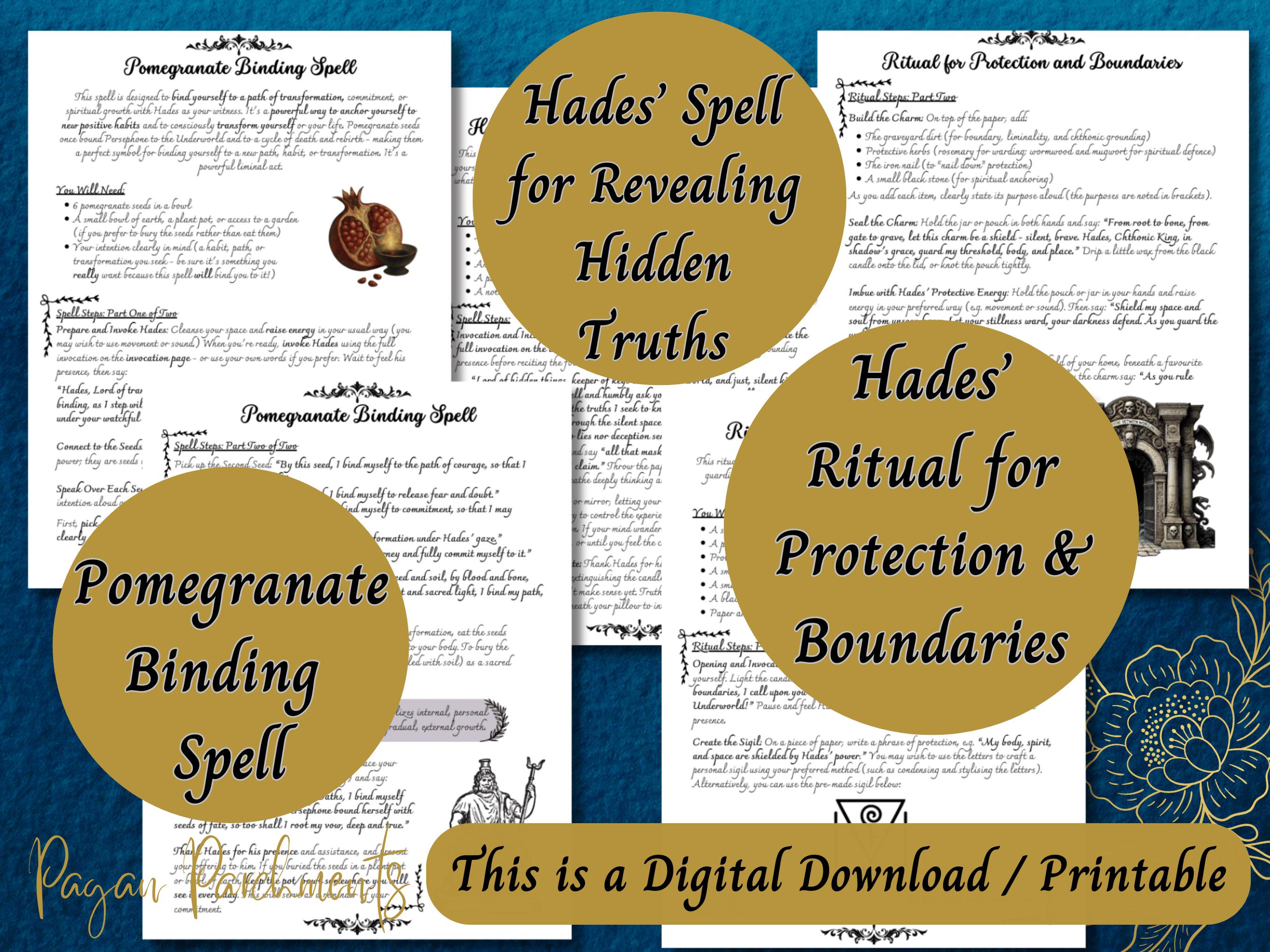 Hades Grimoire Printable: Greek God of the Underworld Book of Shadows ...