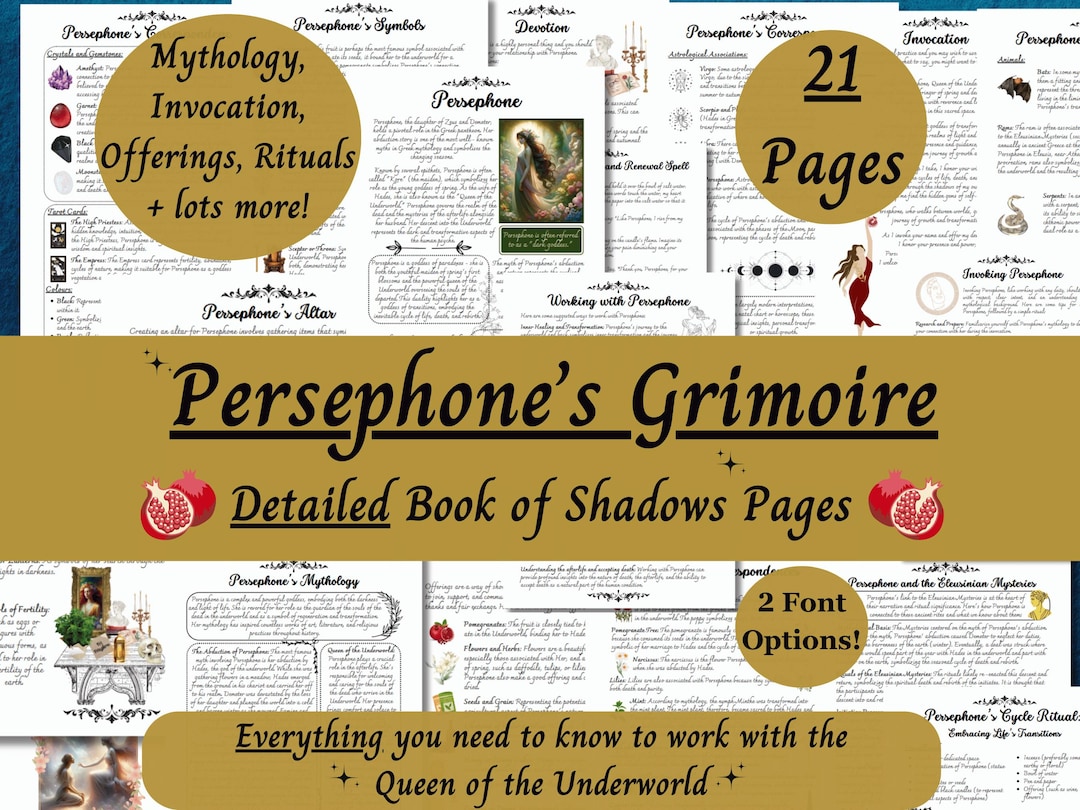 Persephone Grimoire: Book of Shadows Pages (pagan Deity Work PDF) - Etsy