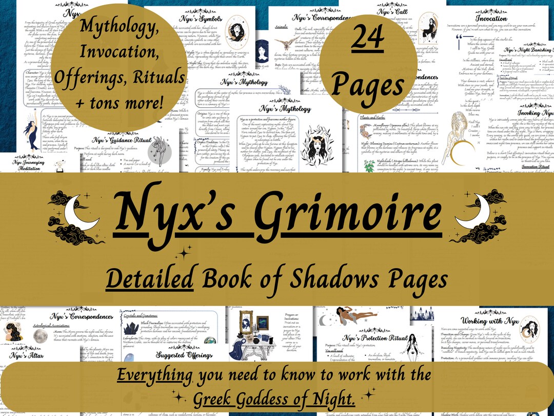 Nyx Grimoire: Greek Goddess of Night, Book of Shadows (printable PDF ...