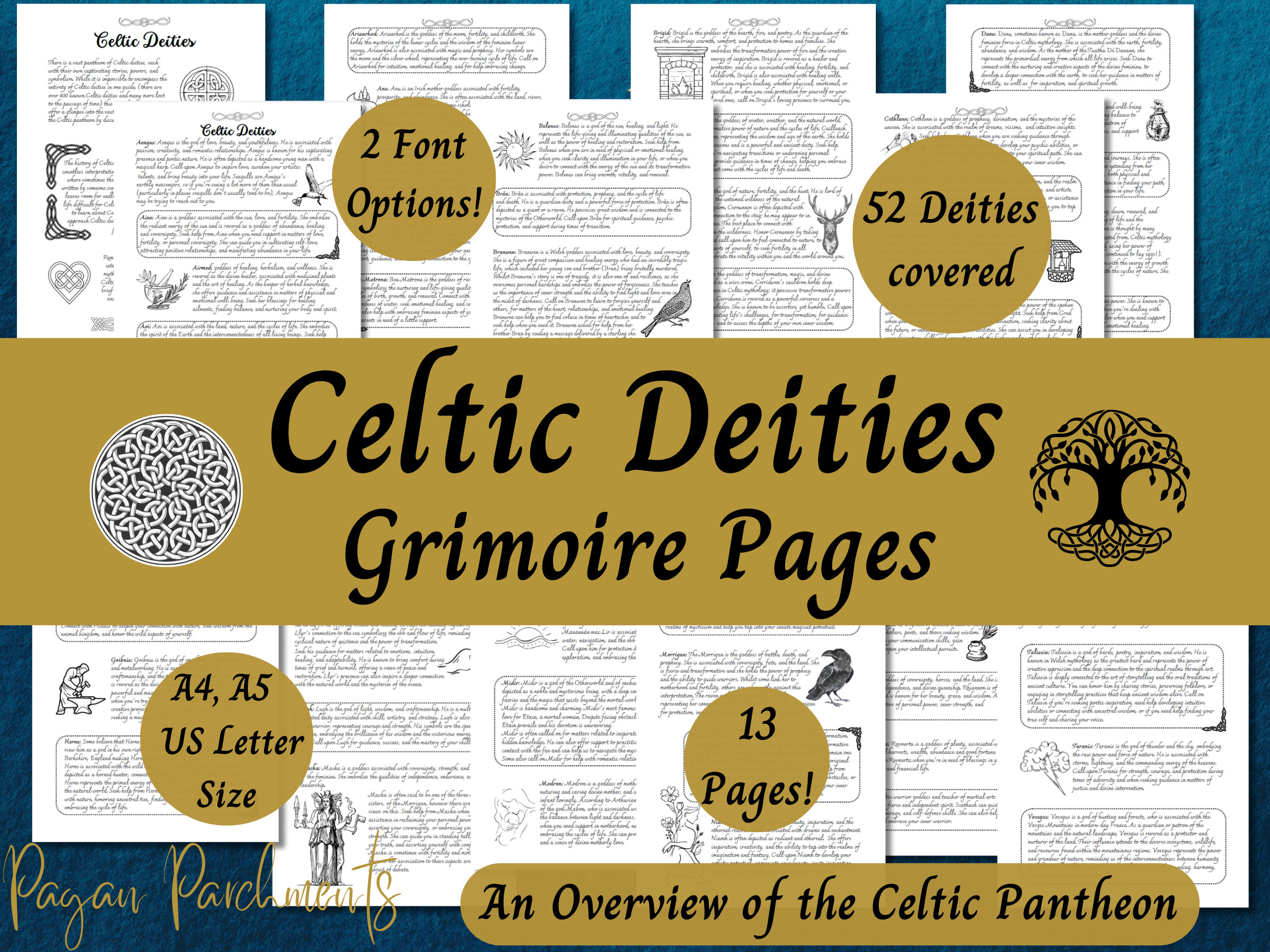 Celtic Deities Printable Grimoire Pages, Guide to Celtic Gods ...
