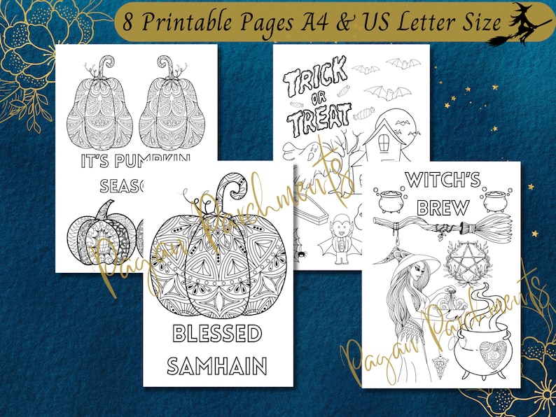 Samhain Coloring Printable, Halloween Colouring Pages, Witchy Adult ...