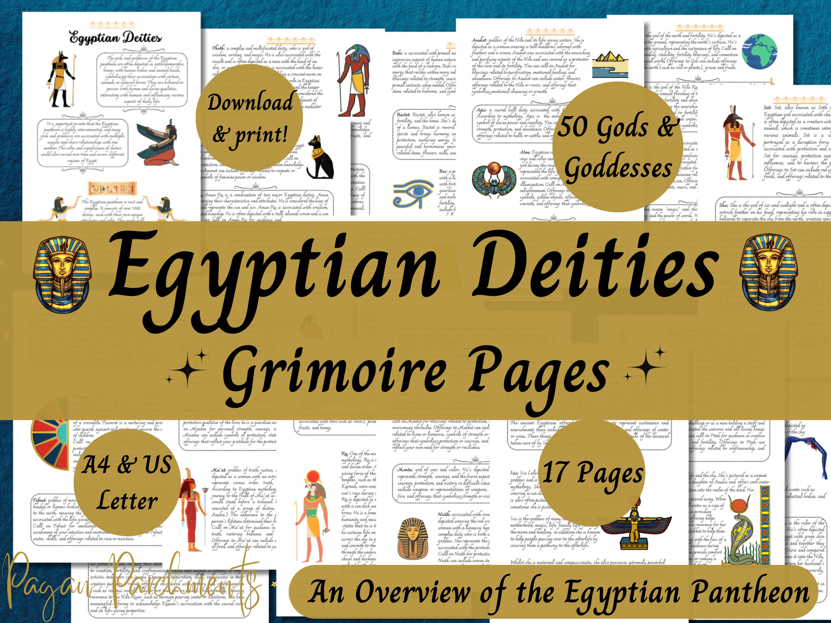 Egyptian Deities Grimoire Pages: Kemetic Pagan Pantheon Overview (PDF ...