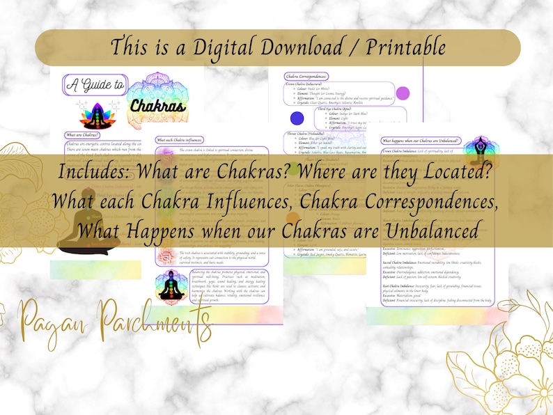 Beginner's Guide to Chakras: Chakra Cheat Sheets, Yoga Poses (PDF ...