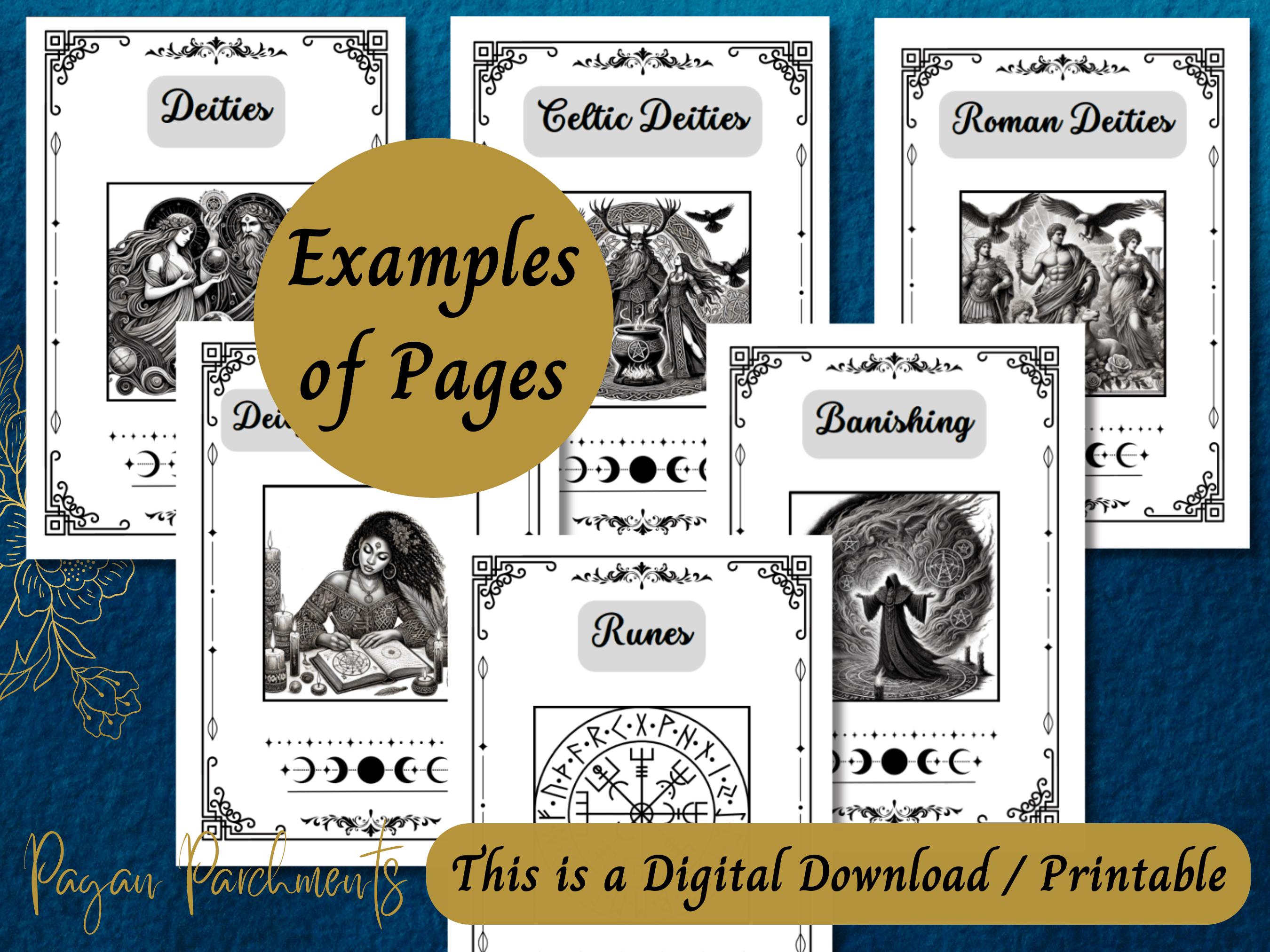 Printable Grimoire Page Section Dividers, Book of Shadows Insert Pages ...