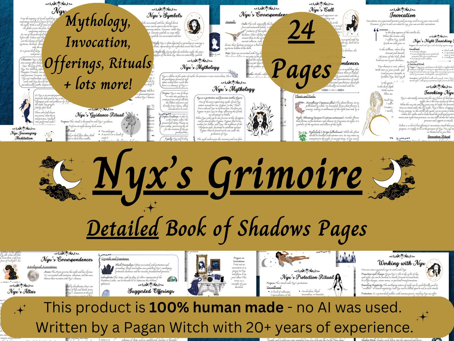 Nyx's Grimoire, Greek Goddess of Night, Book of Shadows (printable PDF ...
