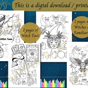 Printable Witchy Coloring Pages (PDF), Halloween Colouring, Human Made ...