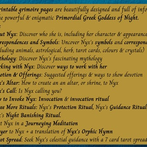 Nyx's Grimoire, Greek Goddess of Night, Book of Shadows (printable PDF ...